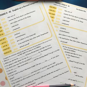 Phrasal Verbs Parts 1, 2, 3 and 4 – English as a Second Language B1 - Etsy