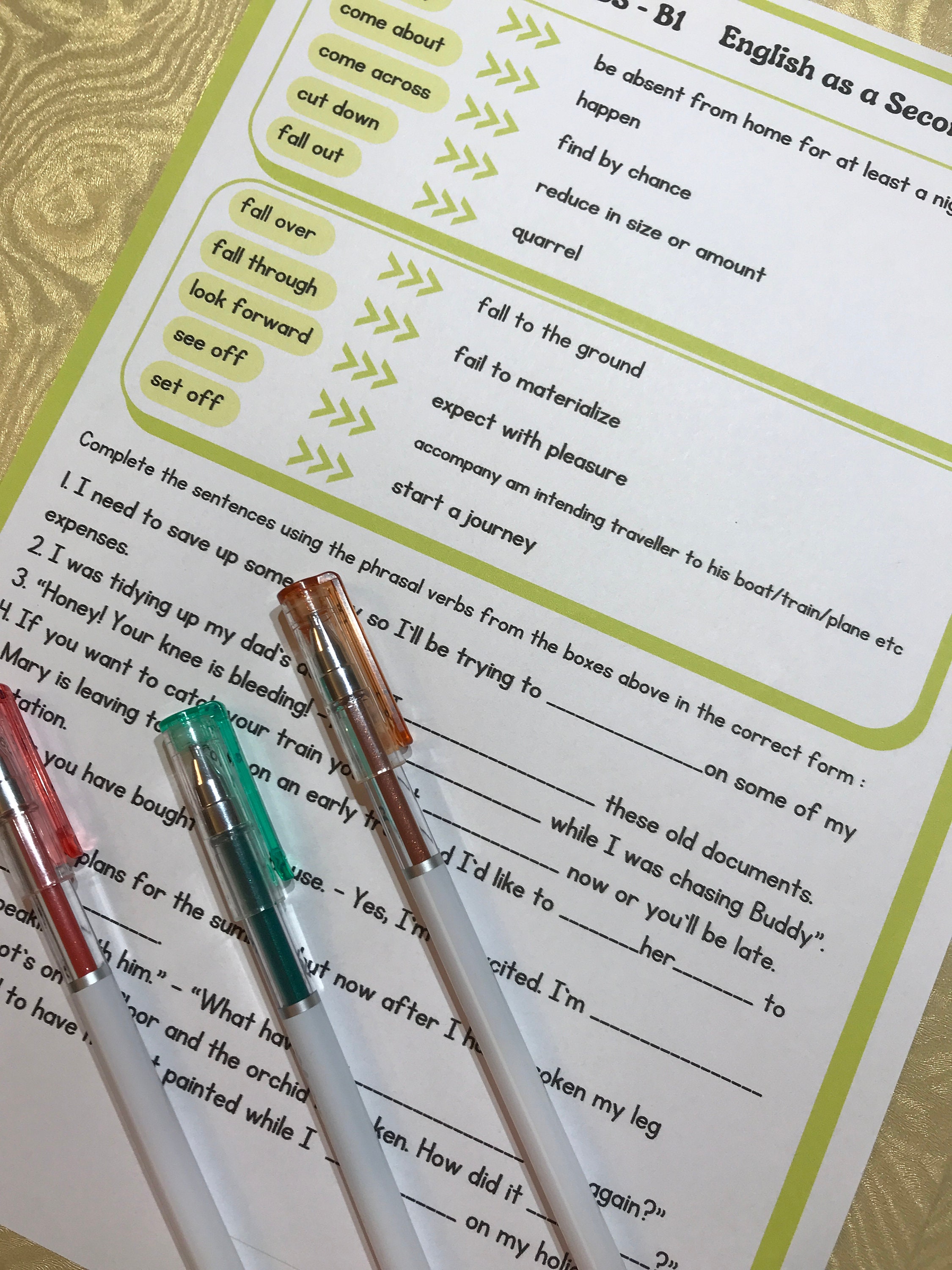 Phrasal Verbs Parts 1, 2, 3 and 4 English as a Second Language B1 - Etsy