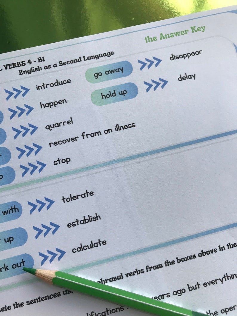 Phrasal Verbs 4 – B1 – English as a Second Language - Etsy