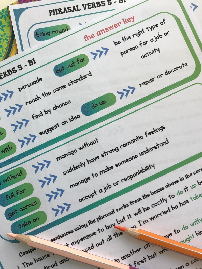 PHRASAL VERBS 5 – English as a Second Language - B1 - Etsy