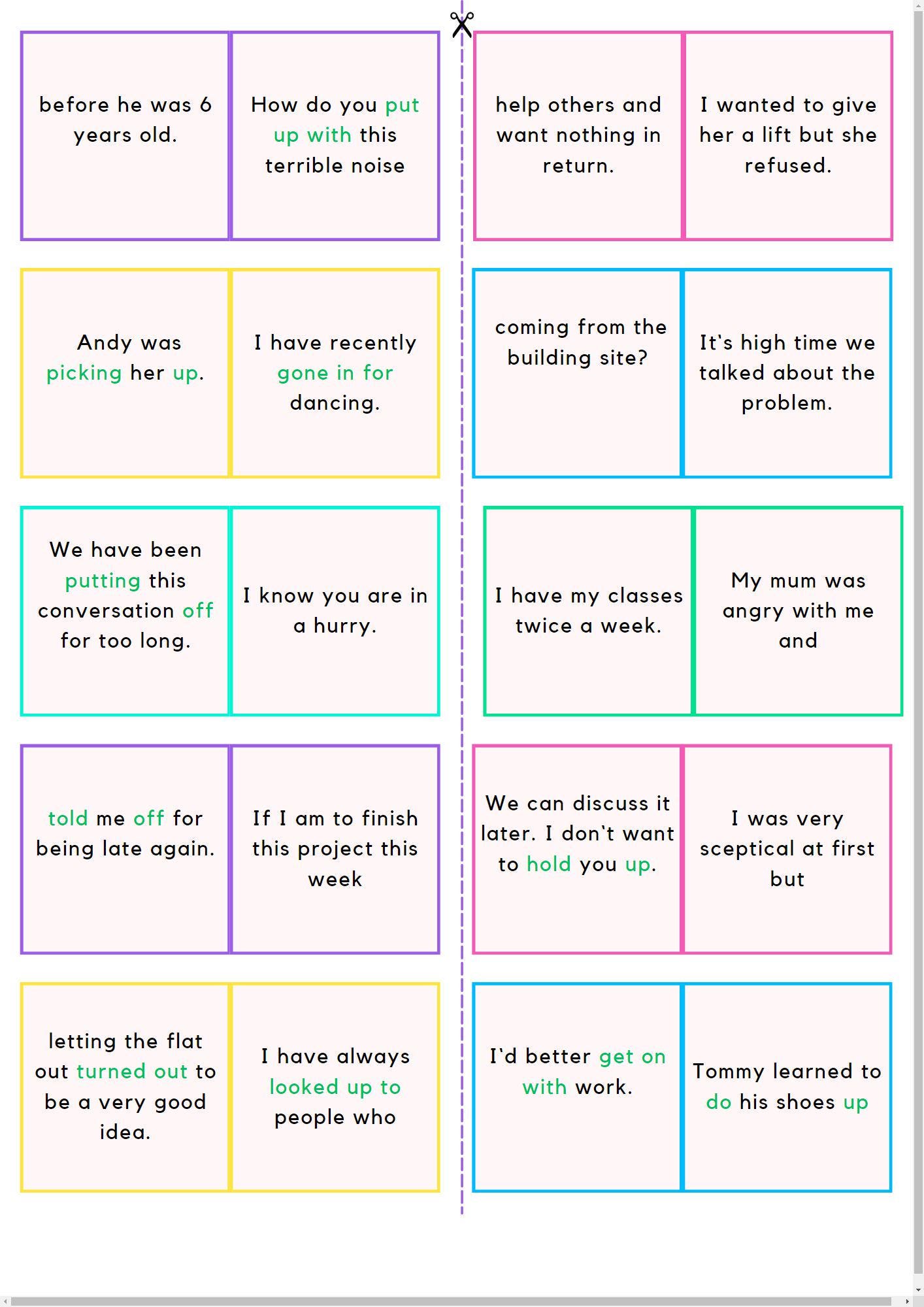 PHRASAL VERBS DOMINOES 2 – Matching Exercise - Etsy