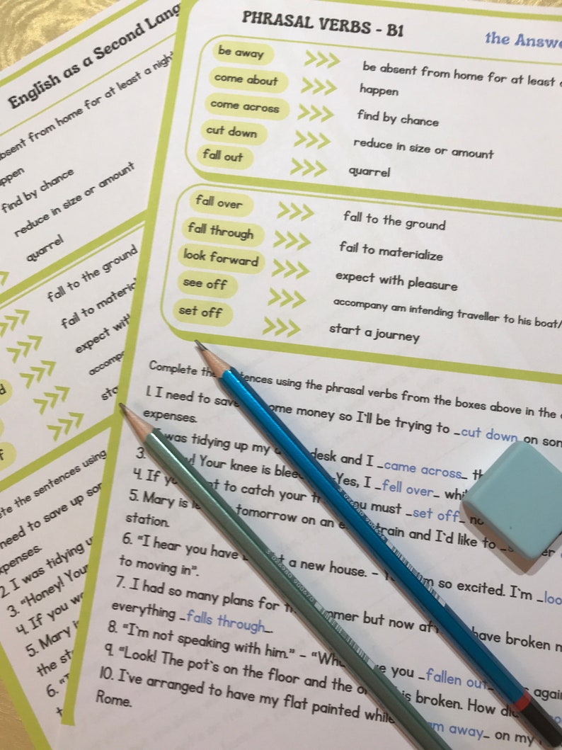 Phrasal Verbs 1 – B1 – English as a Second Language - Etsy