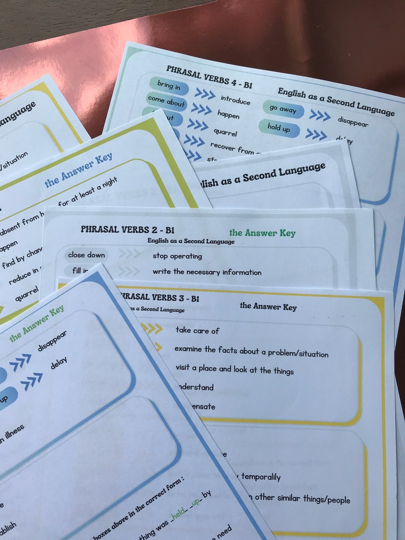 Phrasal Verbs Parts 1, 2, 3 and 4 – English as a Second Language B1 - Etsy