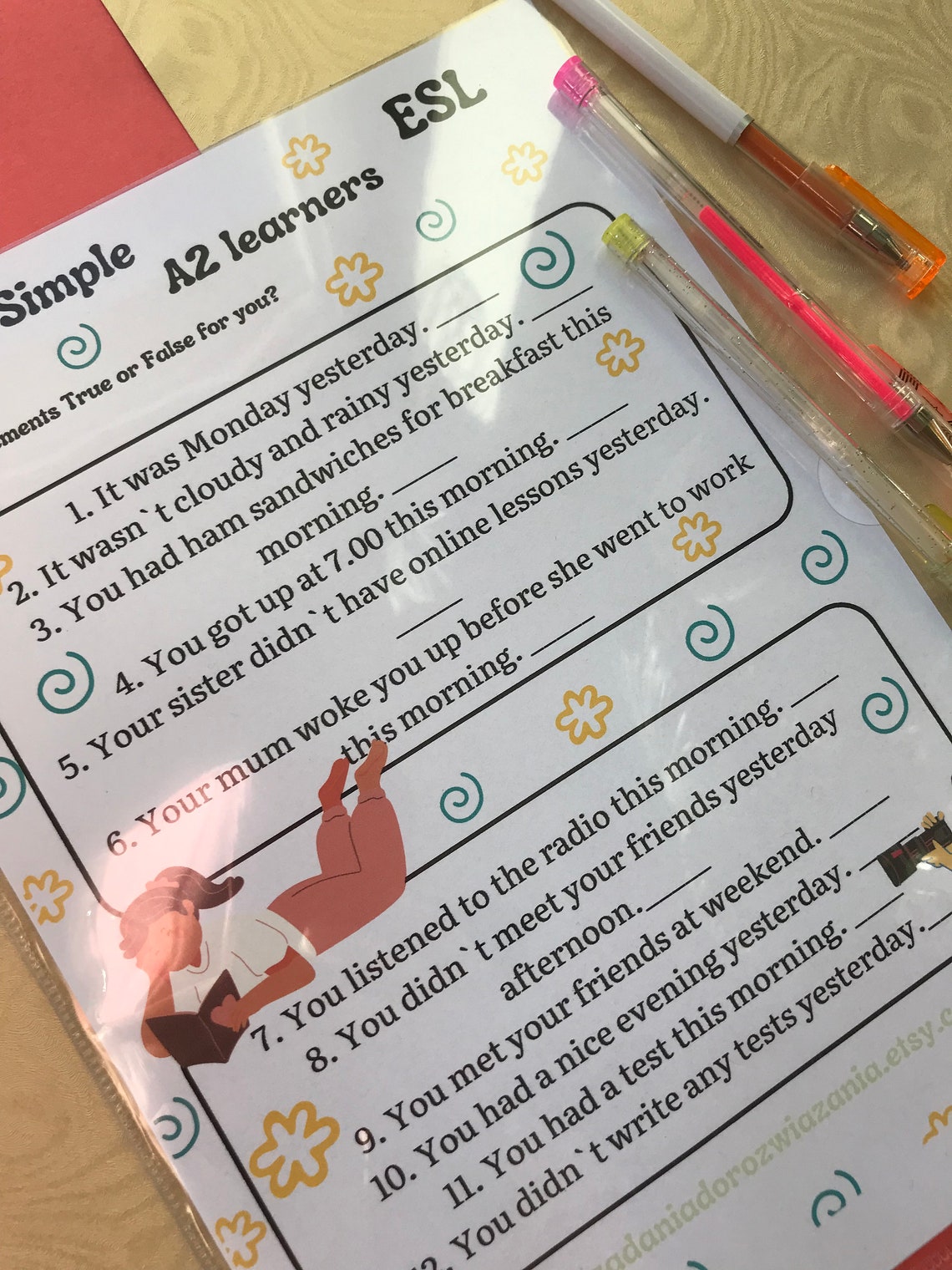 Past Simple: Your Day Yesterday -true/false Exercise ESL - A2 Level - Etsy