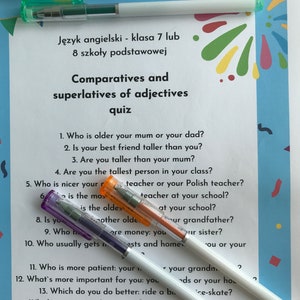 Comparatives and Superlatives of Adjectives - a Quiz. ESL. Learning ...