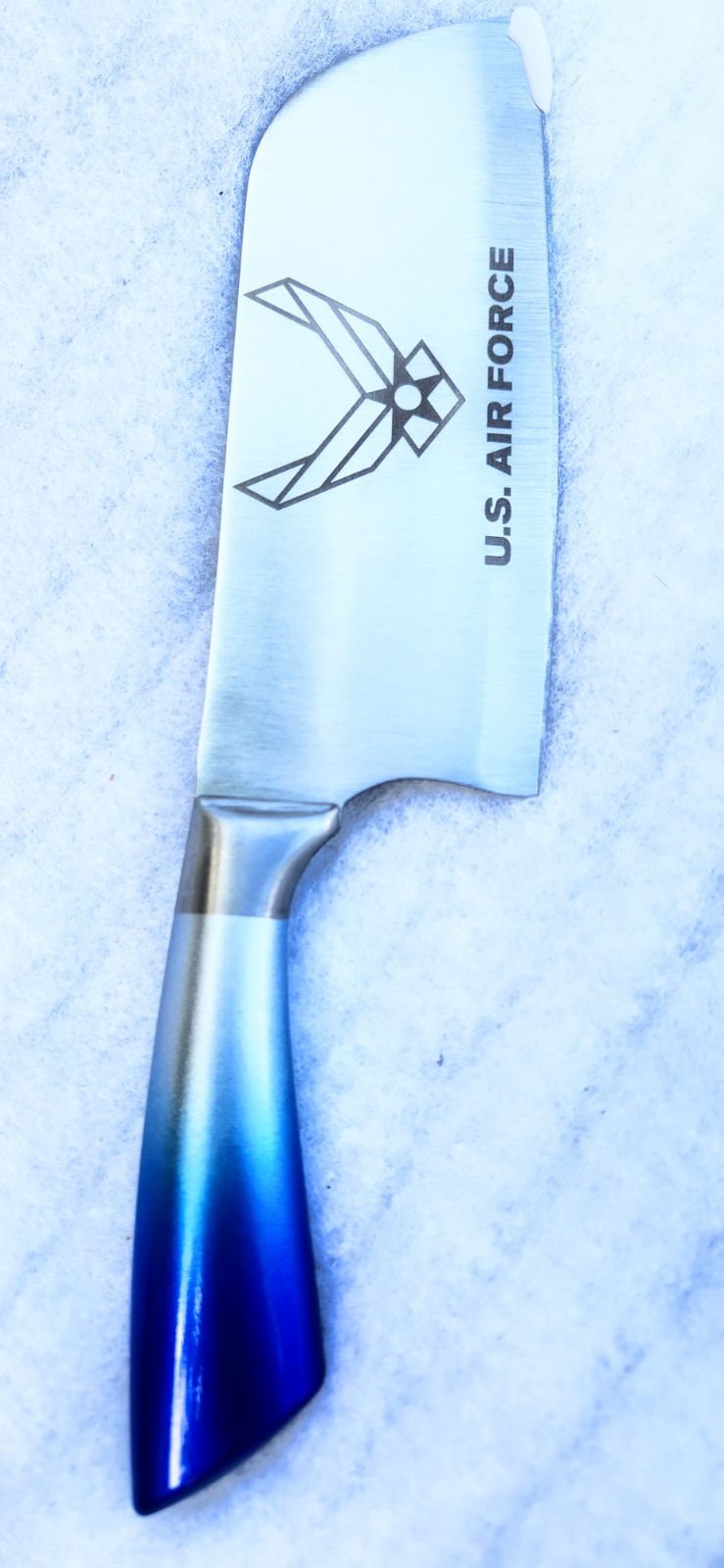 Custom Butcher Knives Blue & Silver Stainless Steel Kitchen Cleaver ...