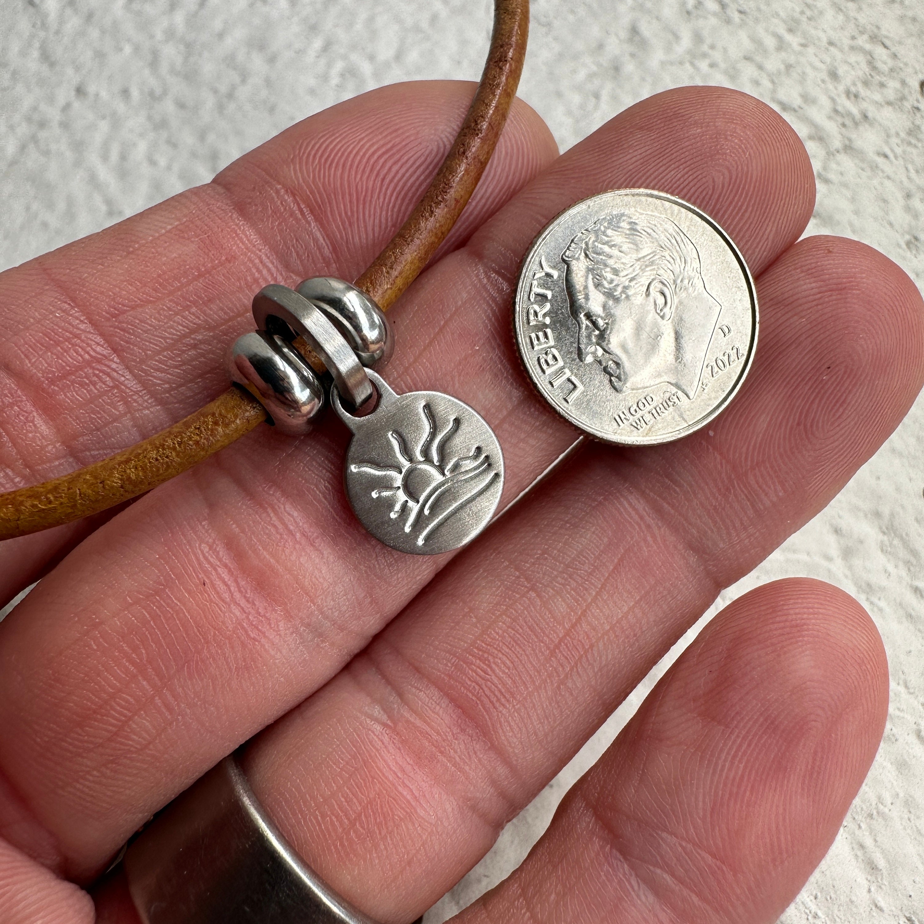 Small Naturist Symbol Charm Necklace Leather, Stainless Steel, & Magnet ...