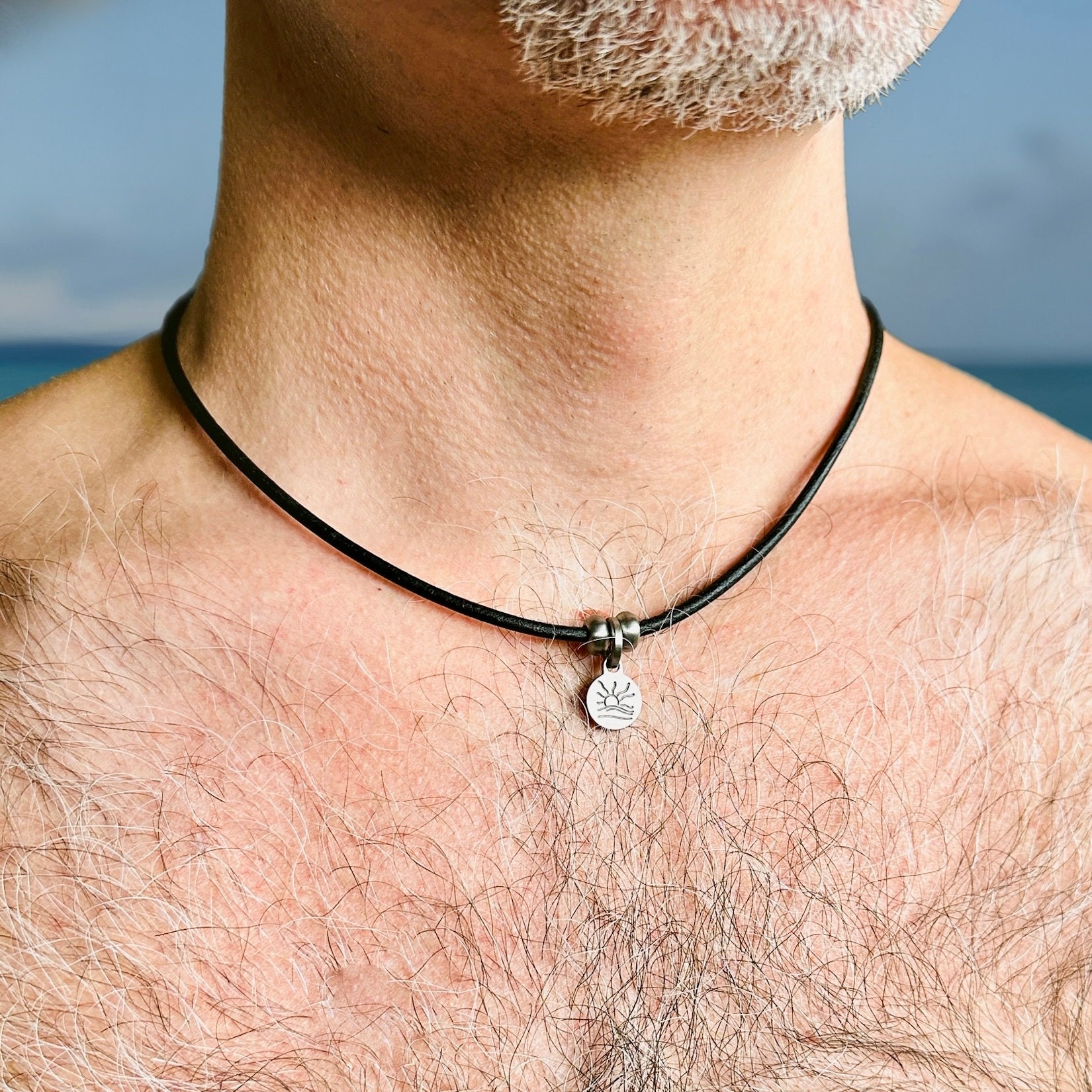 Small Naturist Symbol Charm Necklace Leather, Stainless Steel, & Magnet ...