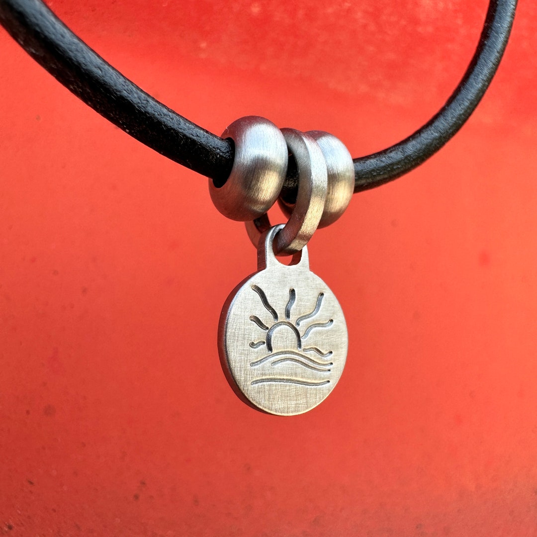 Small Naturist Symbol Charm Necklace Leather, Stainless Steel, & Magnet ...