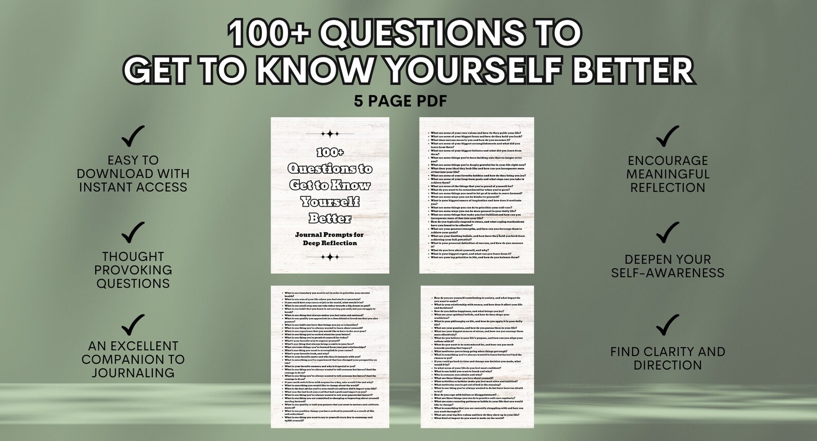 100 Questions to Get to Know Yourself Better: Deep Reflection Journal ...