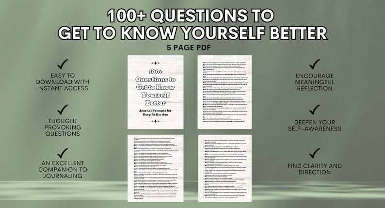 100 Questions to Get to Know Yourself Better: Deep Reflection Journal ...
