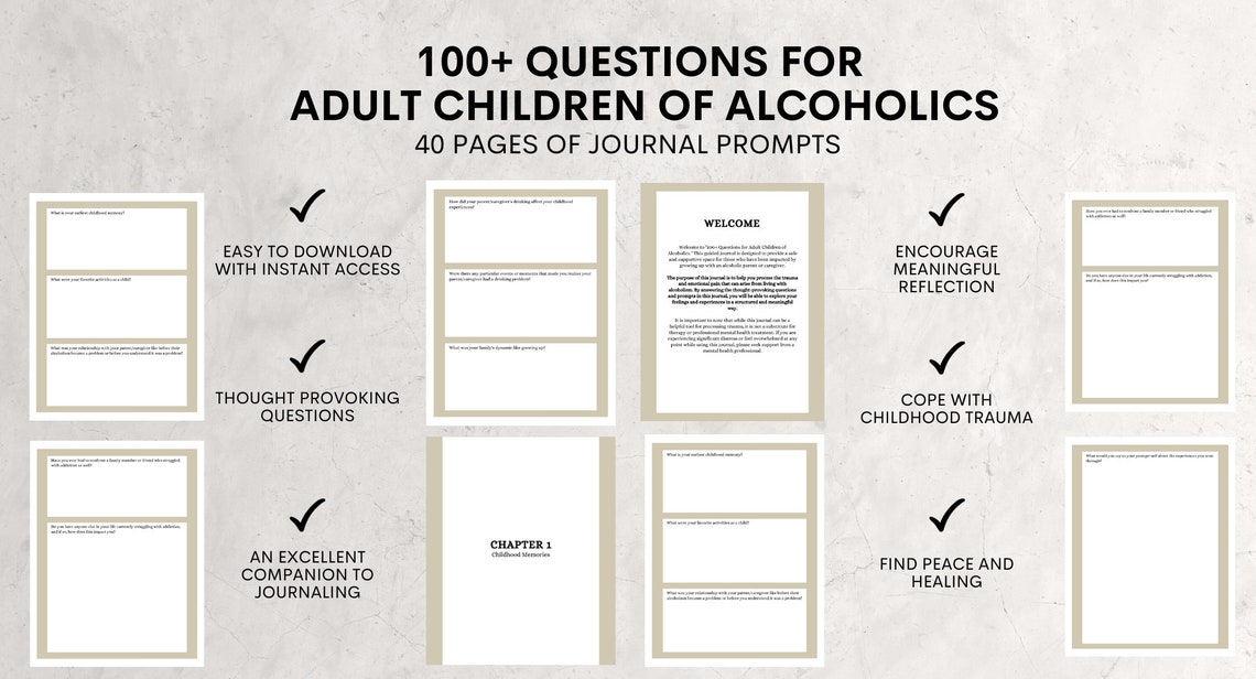100 Questions for Adult Children of Alcoholics Journal, Guided Healing ...