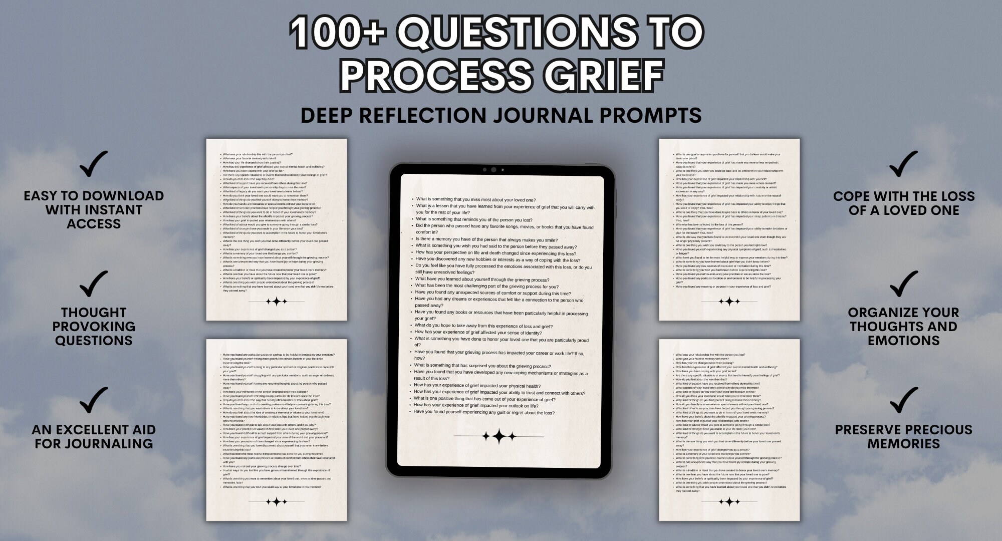 100 Questions to Process Grief: Self-reflection and Healing Journal ...