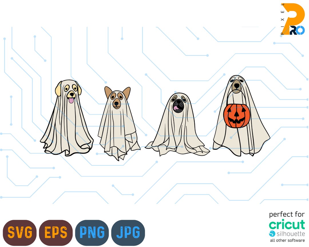 Ghost Dog Retro Spooky Season Svg, Ghost Dog Halloween Svg, Dog ...
