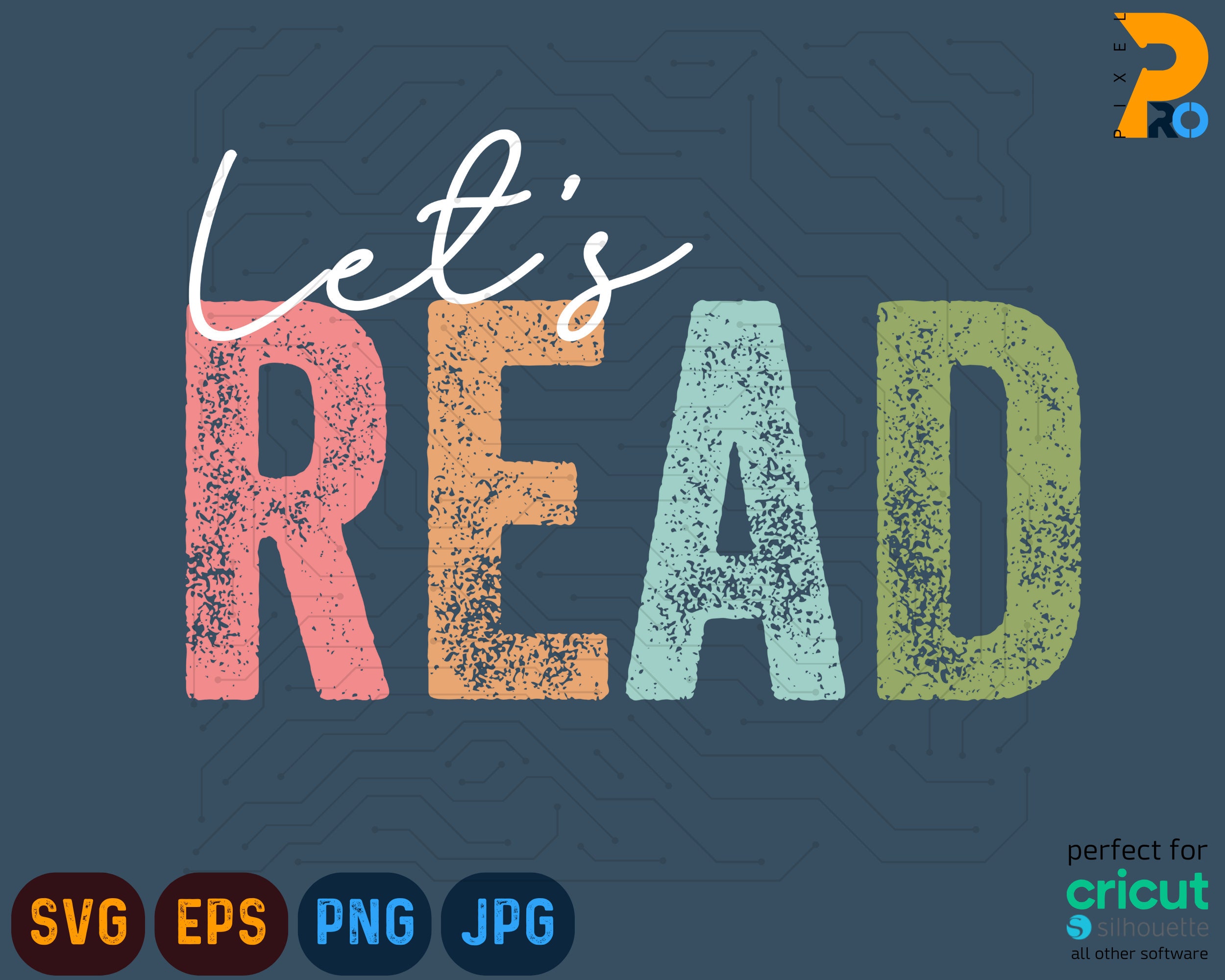 Let's Read Svg Png Distressed Teacher Svg Teacher Png - Etsy