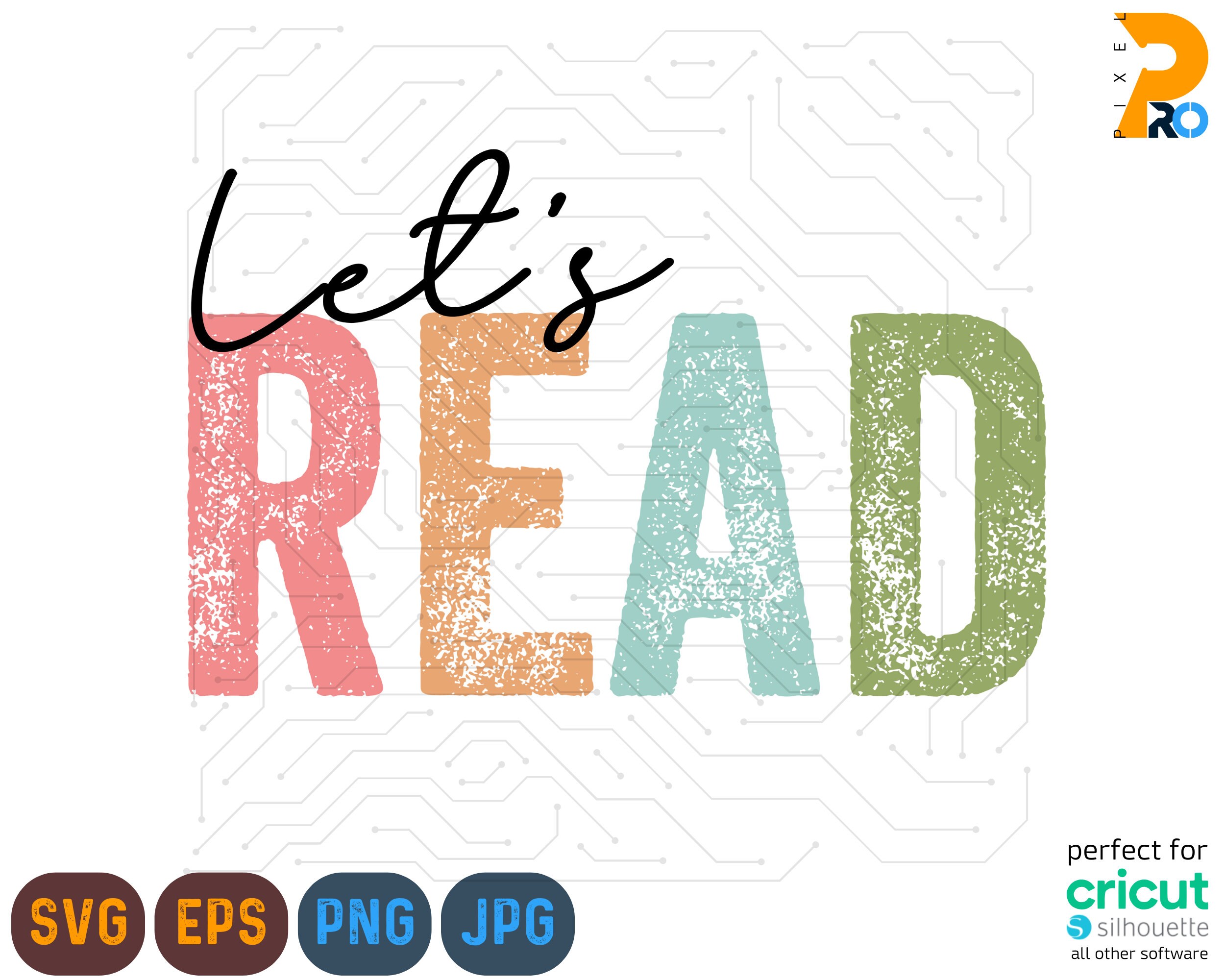 Let's Read Svg Png Distressed Teacher Svg Teacher Png - Etsy