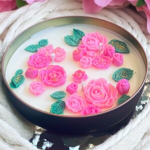 Pink Flower Tin Candle for Bedroom Hallway Candle or Gift for Guests ...