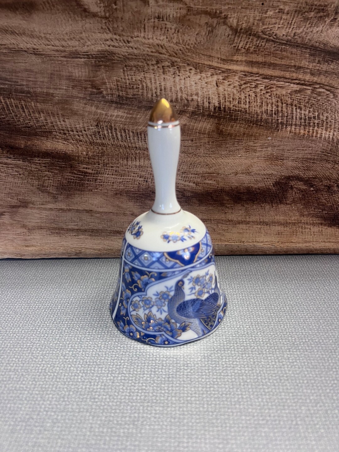 Porcelain Royal Peacock White and Blue Bell - Etsy