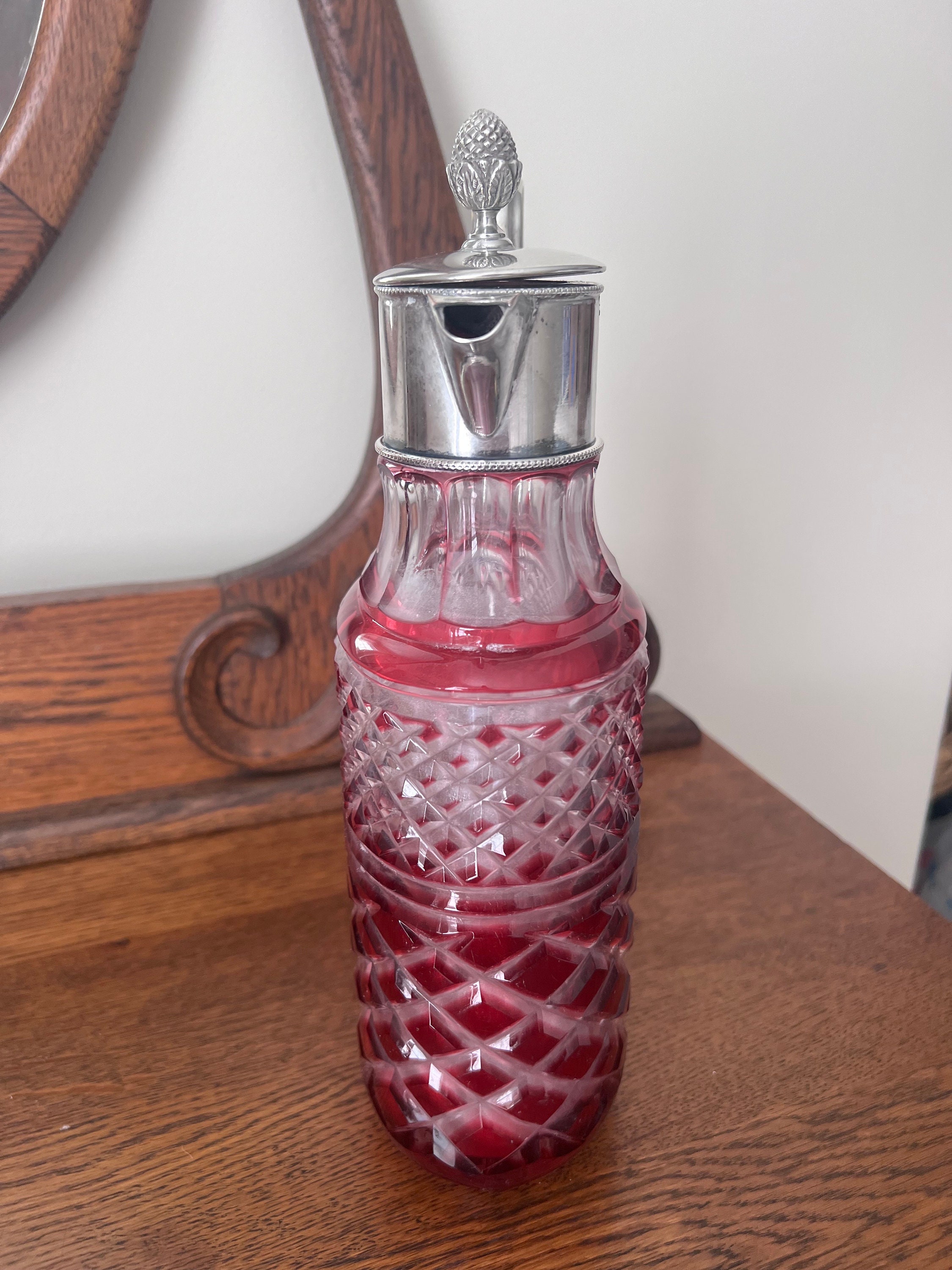 Antique Cranberry Glass Decanter - Etsy