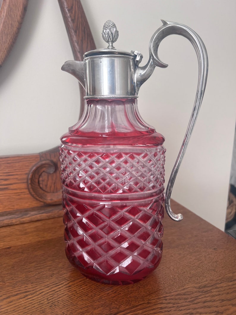 Antique Cranberry Glass Decanter - Etsy