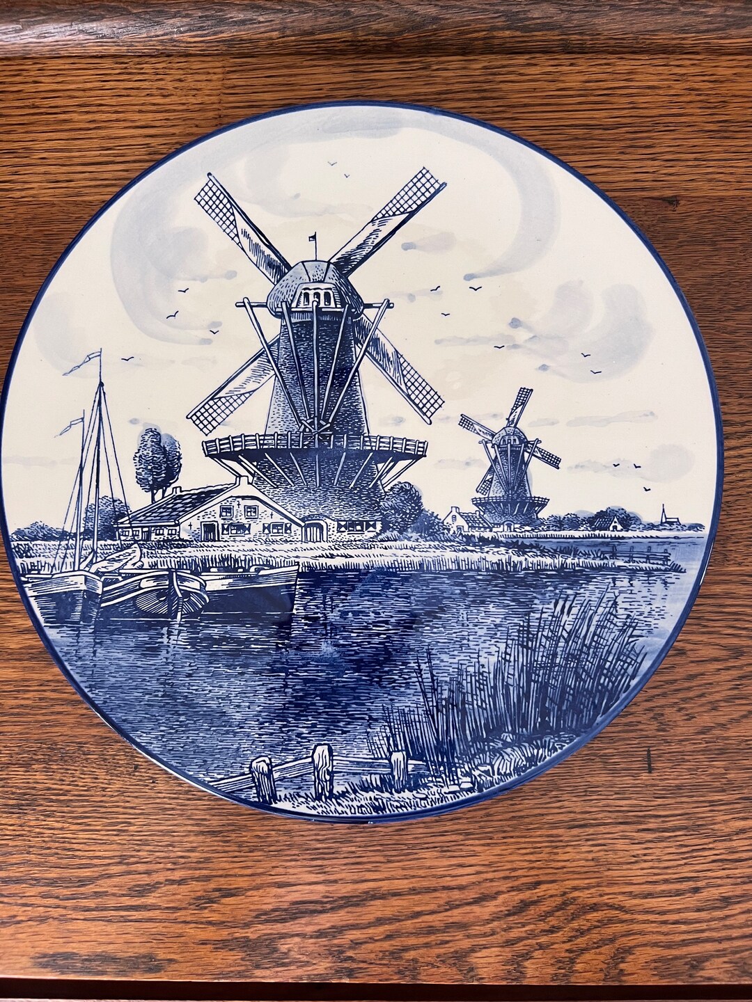 RARE Large Delft Handpainted Windmill Plate - Etsy