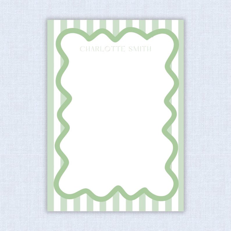 Green Wavy Stripes Personalized Notepad | 5x7 Notepad - Etsy