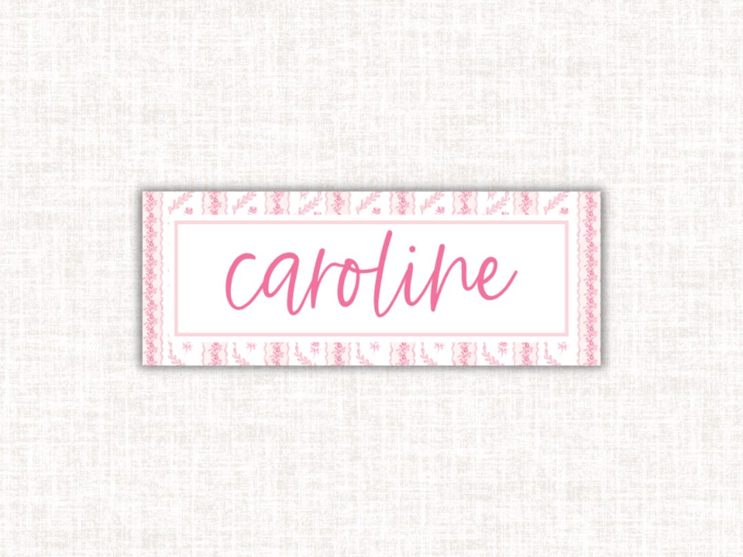 Personalized Pink Gingham Name Label: Water-resistant Vinyl Stickers - Etsy