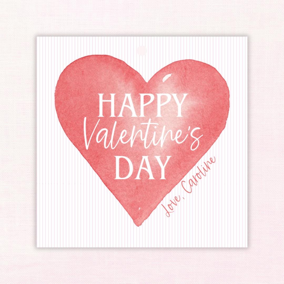 Heart Valentine's Gift Tag | Watercolor Valentine's Gift Tag | Boy ...