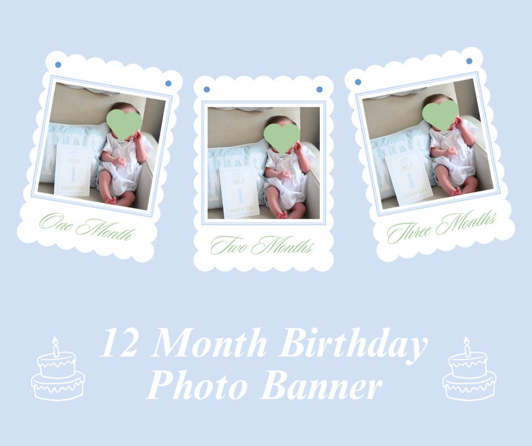 Scalloped First Birthday 12 Month Photo Banner - Etsy