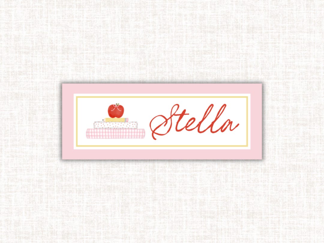 Personalized Pink Gingham Name Labels: Water-resistant Vinyl Stickers ...
