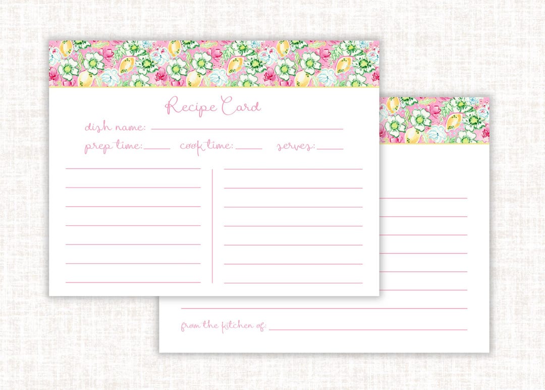 Pink Limoncello Recipe Cards | Custom Recipe Cards | 4x6 Notecard ...