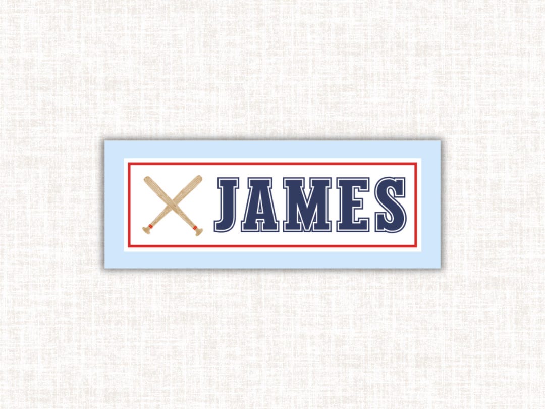 Personalized Baseball Bat Name Label: Water-resistant Blue Gingham ...