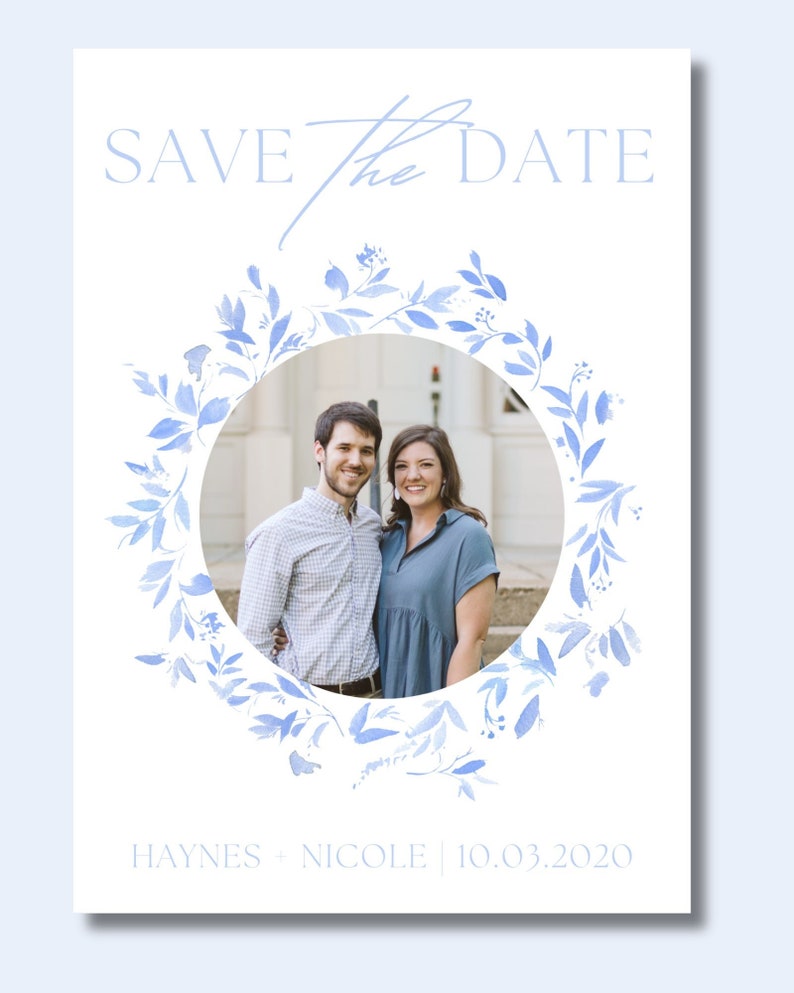 Blue Watercolor Save the Date Digital Download - Etsy