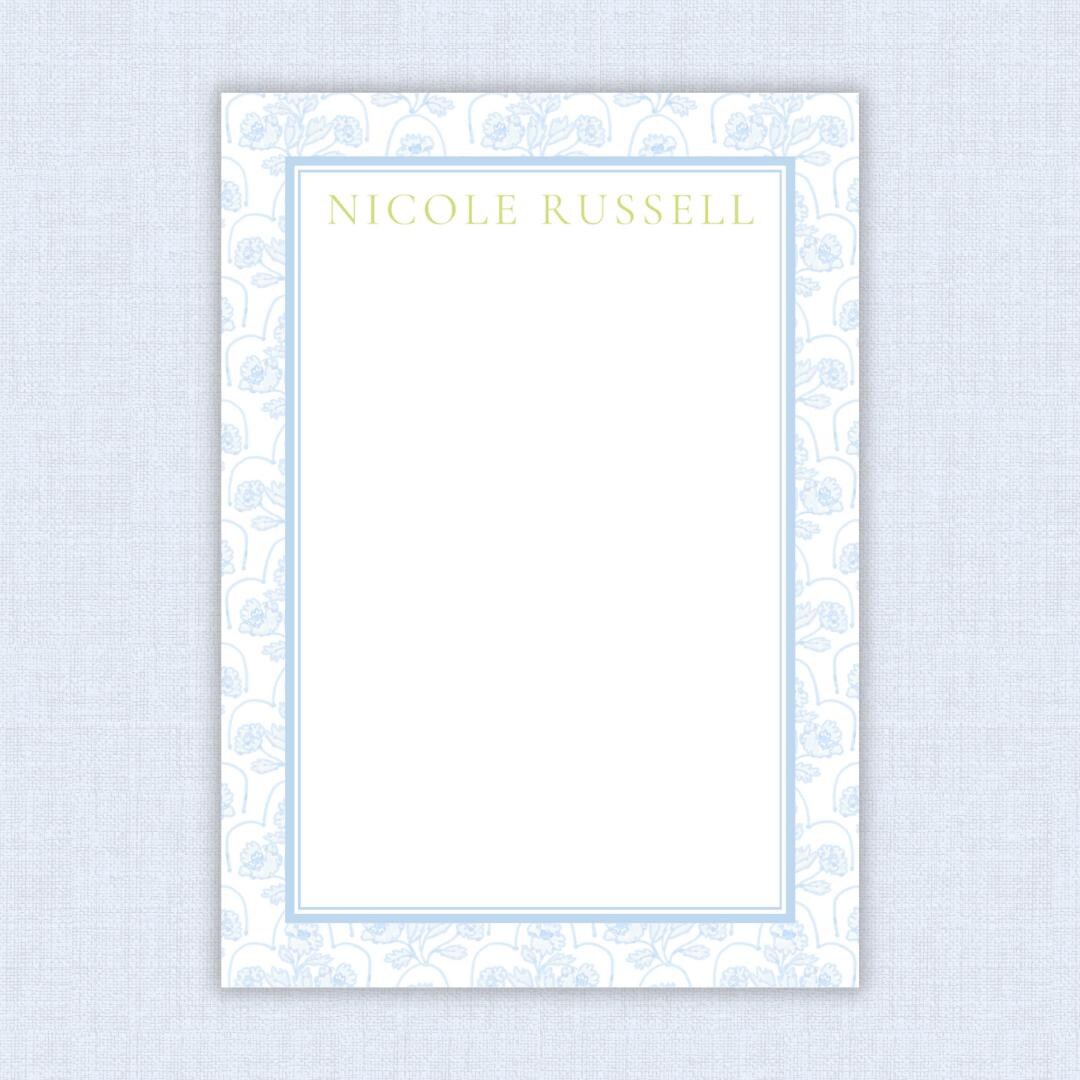 Blue & Green Toile Personalized Notepad | 5x7 Notepad - Etsy