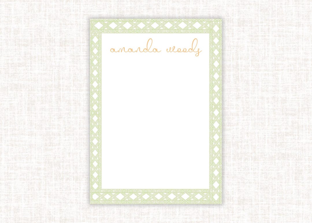 Green Rattan Border Personalized Notepad | 5x7 Notepad - Etsy