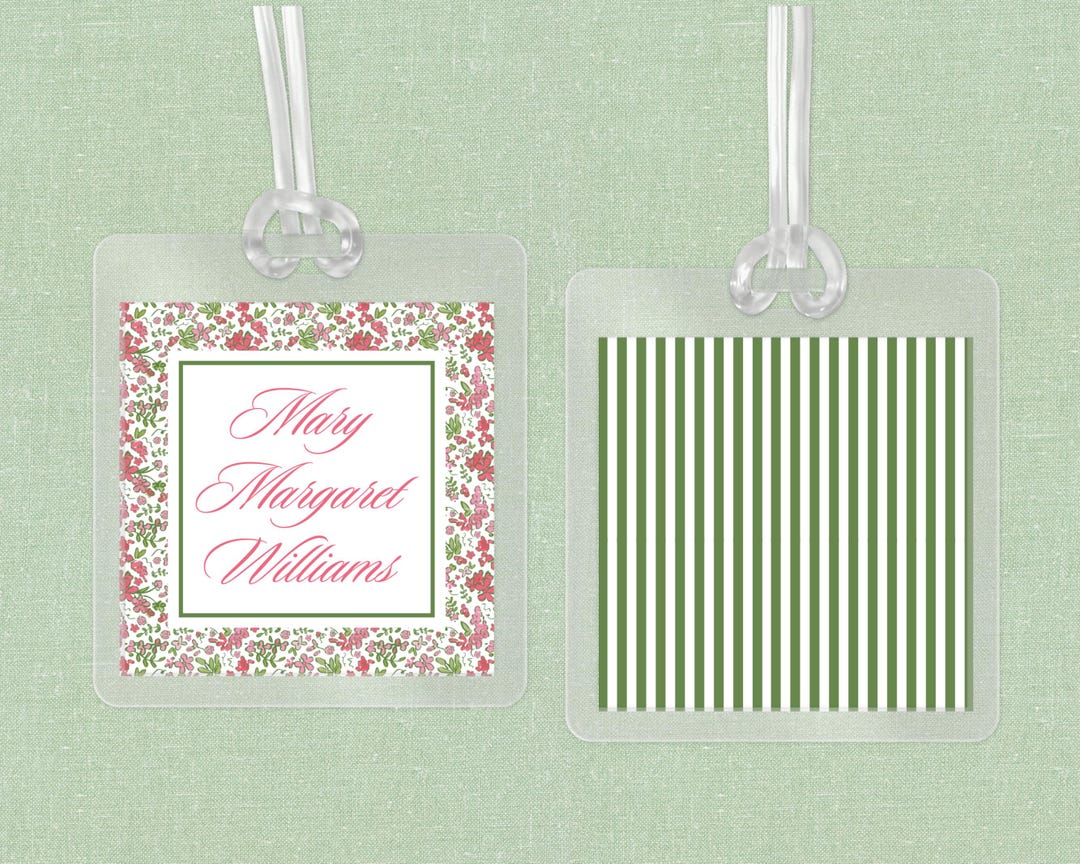 Floral & Stripes Mary Margaret Collection Bag Tag #2 | Diaper Bag Tag ...