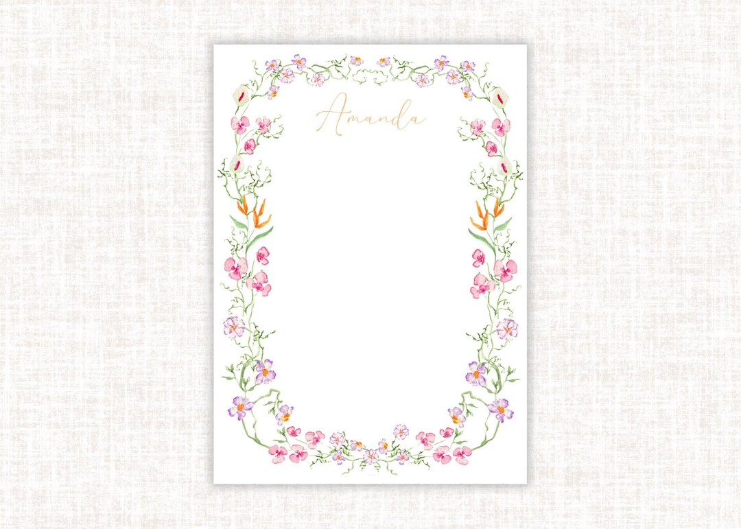 Floral Border Personalized Notepad | 5x7 Notepad - Etsy