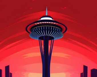 Catzilla Seattle Space Needle - Etsy