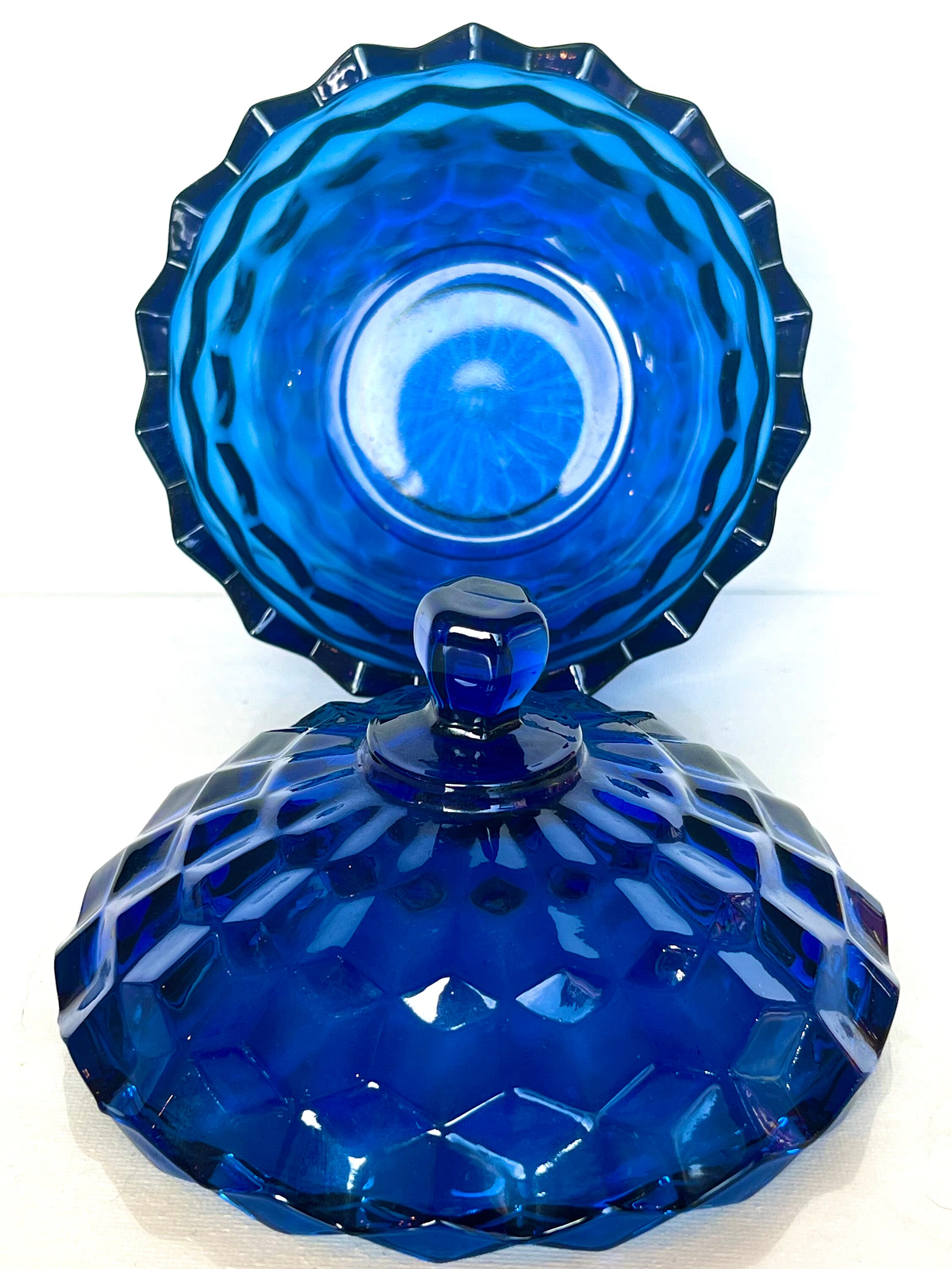 Vintage Indiana Glass Whitehall Pattern Cobalt Blue Color Candy Bowl ...