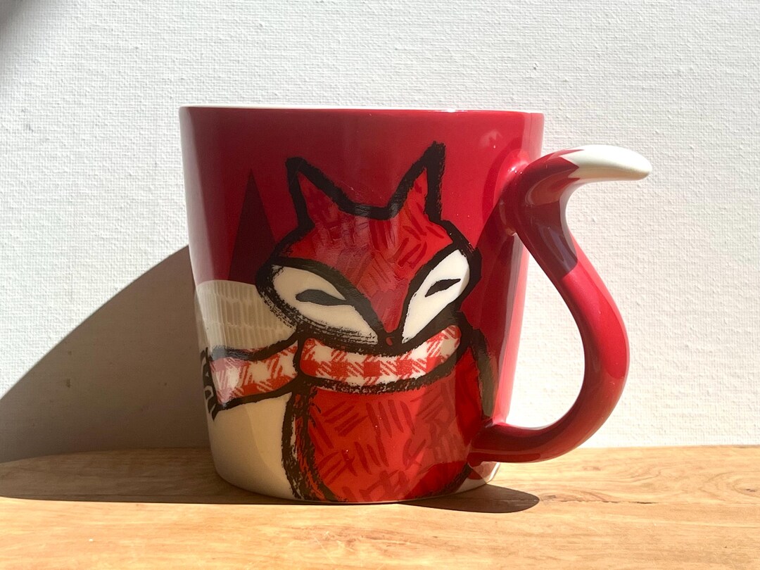 Starbucks 2016 Holiday Red Fox Mug ~ Tail Handle 12 Fl Oz - Etsy