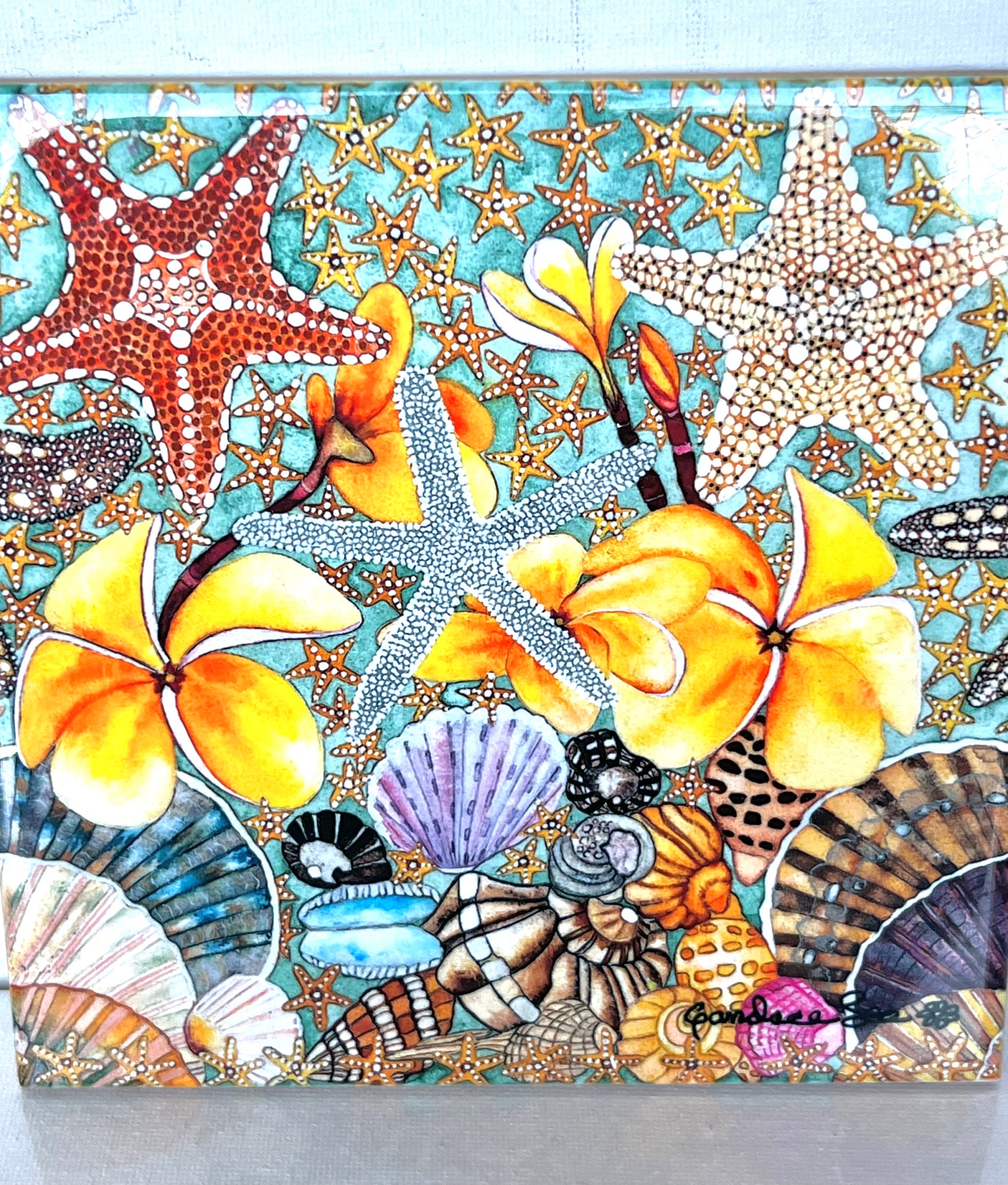 Shellshocked Ceramic Tile. Starfish, Seashells 6. Artwork by Candace ...