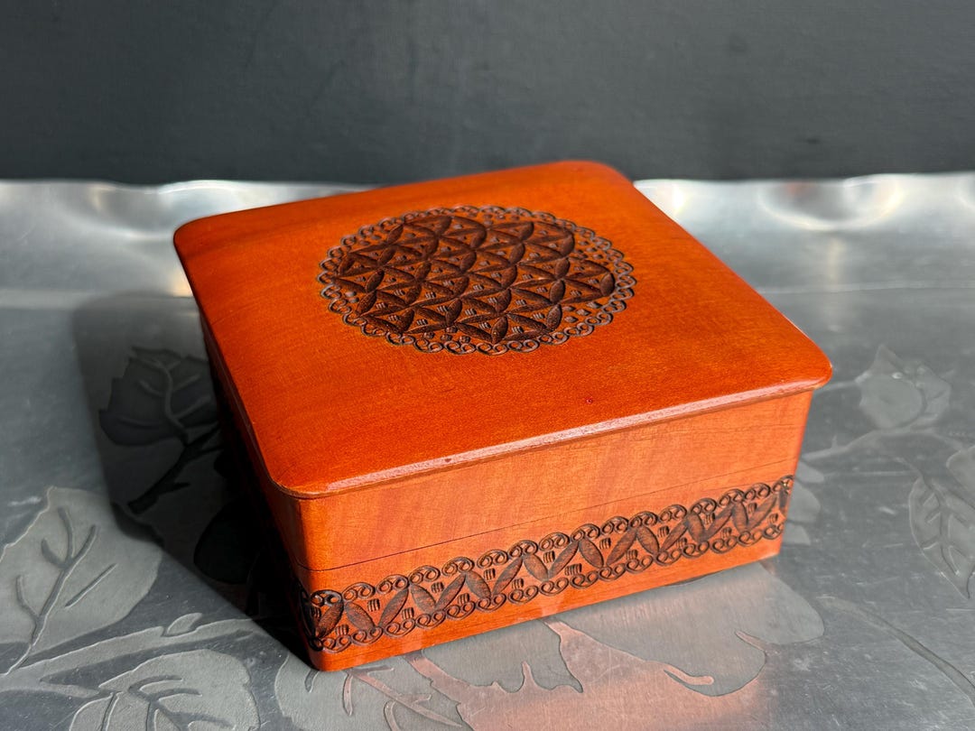 Polish Wood Trinket Box Wooden Jewelry Box With Hinge Square Gift Box ...