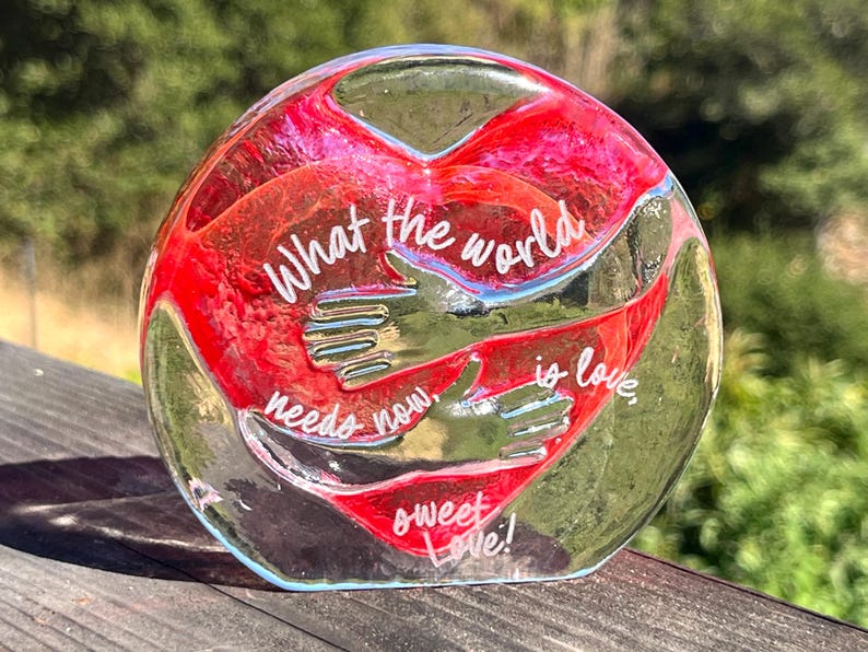 Hands-on Glass Heart Paperweight , World Needs Love, Corning NY 4” - Etsy