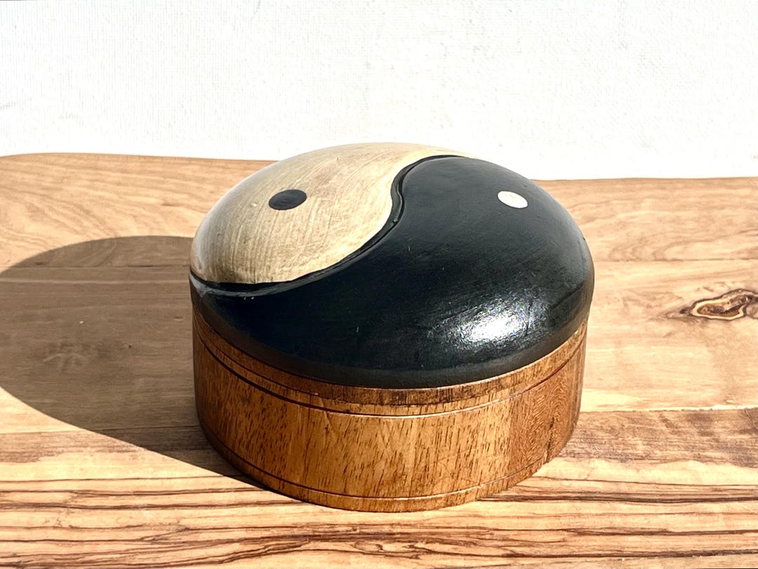 Wood Carved Yin Yang Box Made in Indonesia Black White 3.5 X 2.25 - Etsy