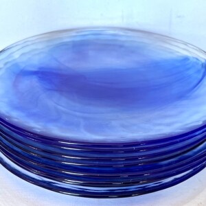 Bormioli Rocco Murano Blue Swirl Splash 8 Glass Salad Plates Set of 4 ...