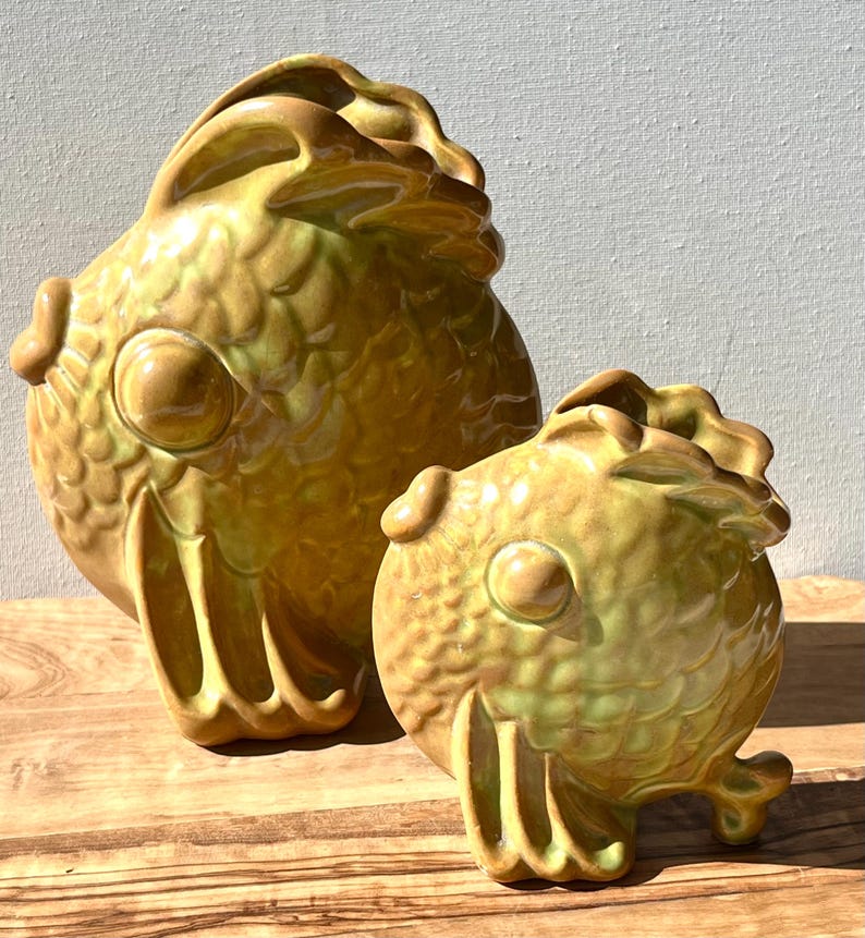 Fun Mid Century Fish Vases / Planters California Pottery Made in USA ...