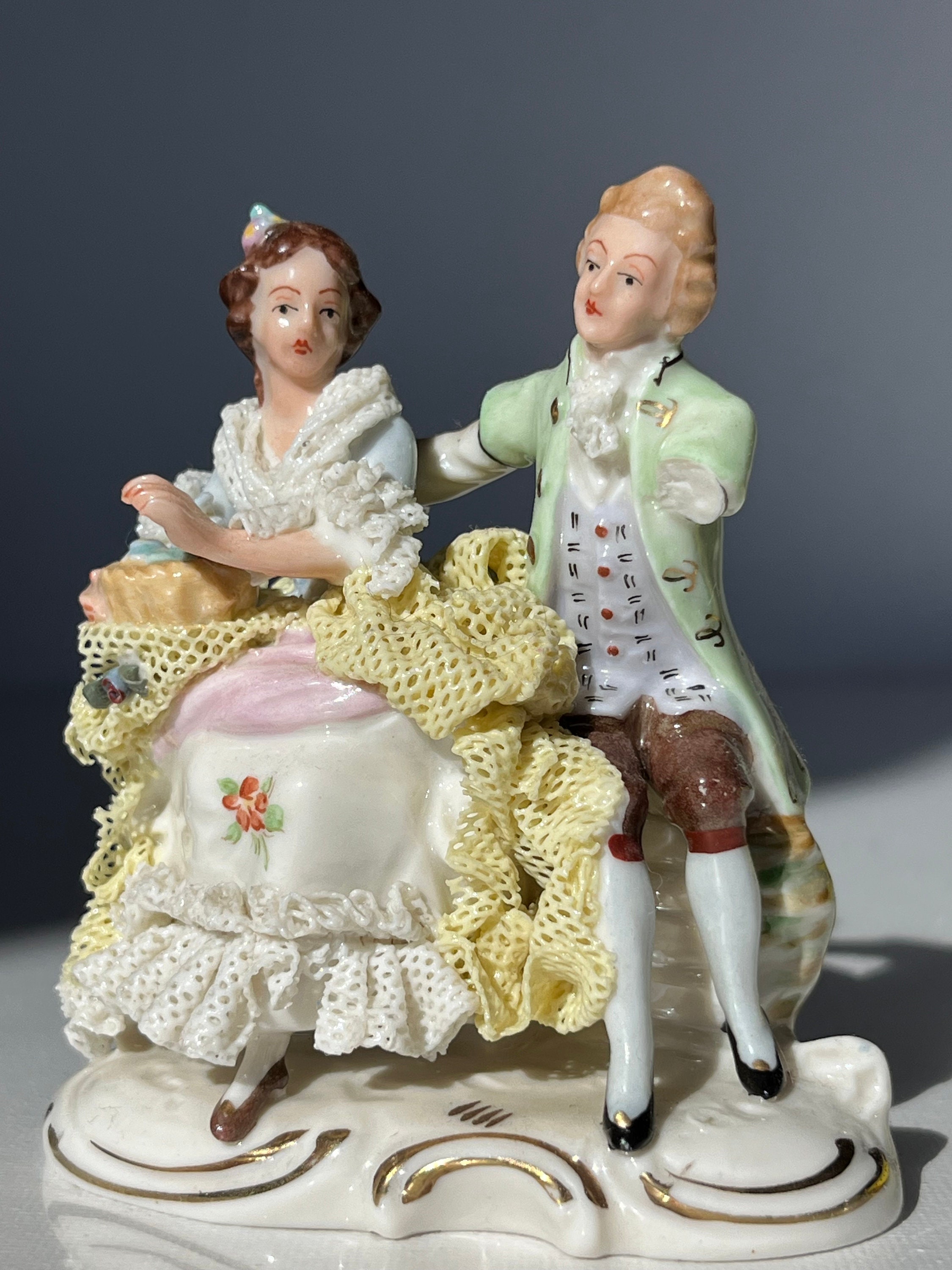 Dresden Meissen German Victorian Couple Figurine Damaged - Etsy