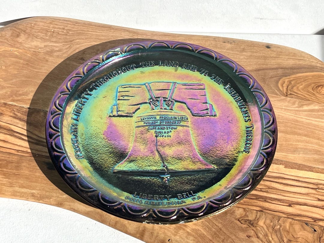 Vintage Carnival Glass Liberty Bell Collector's Plate, Indiana Glass ...