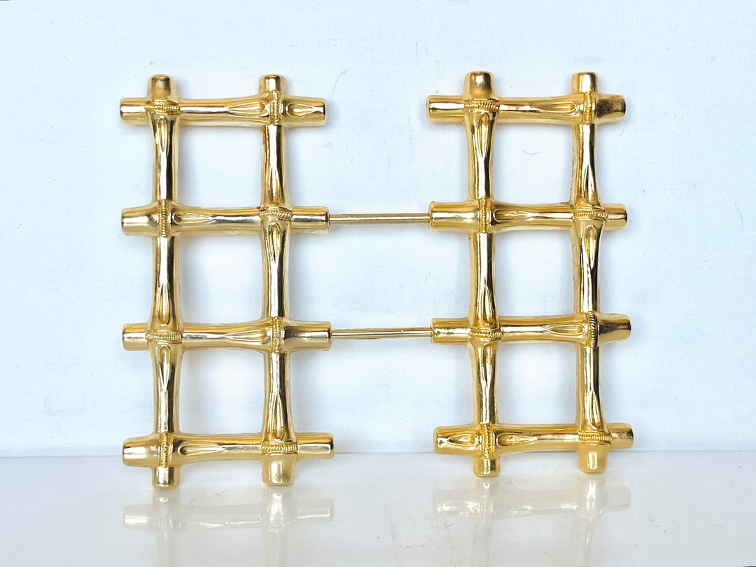 Expandable Gold Tone Metal Bamboo Trivet - Etsy