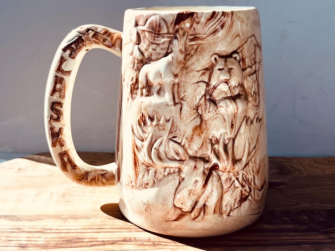 Vintage Alaskan Clay Mug/ Stein - Iconic Wildlife Motif Signed “tula’s ...